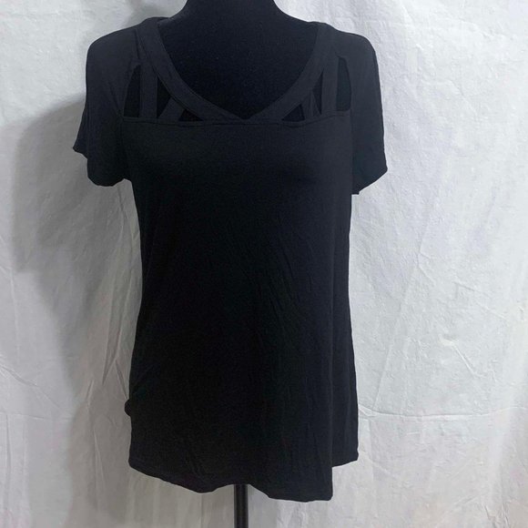 Melissa Paige | Tops | Medium Melissa Paige Black Short Sleeve Blouse ...